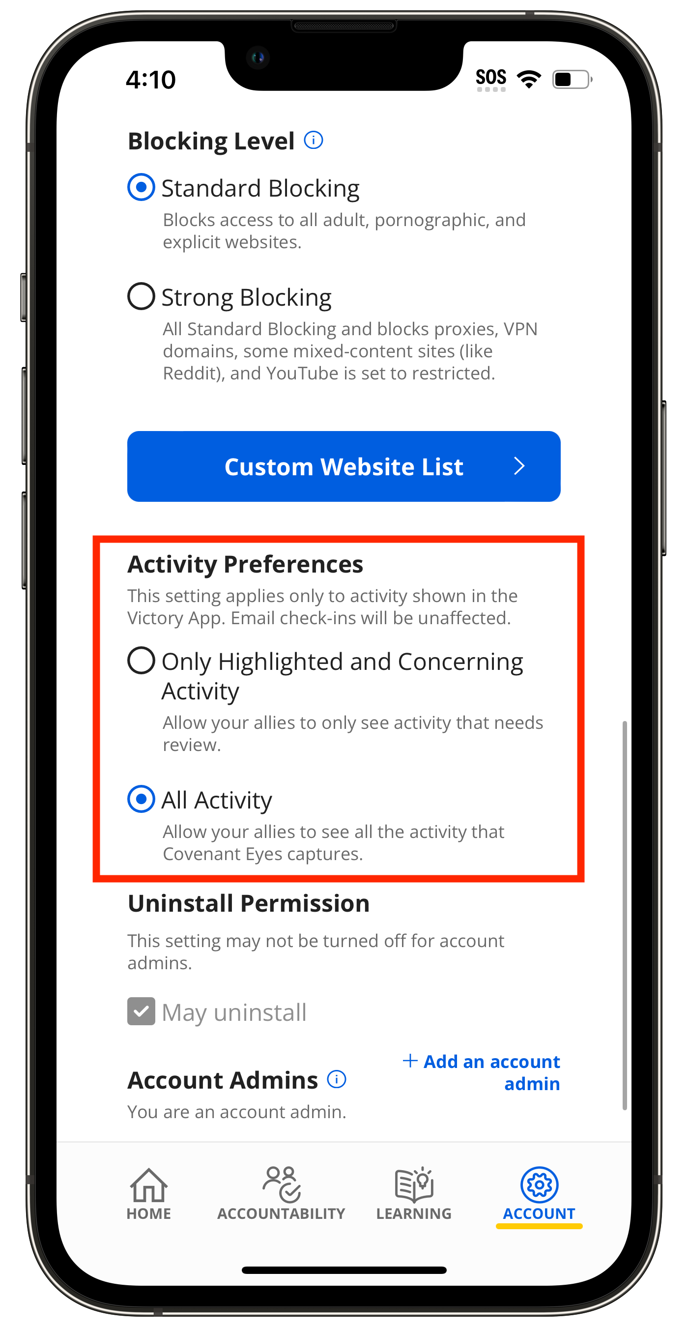 How do I change Activity Preferences? – Covenant Eyes Service Center