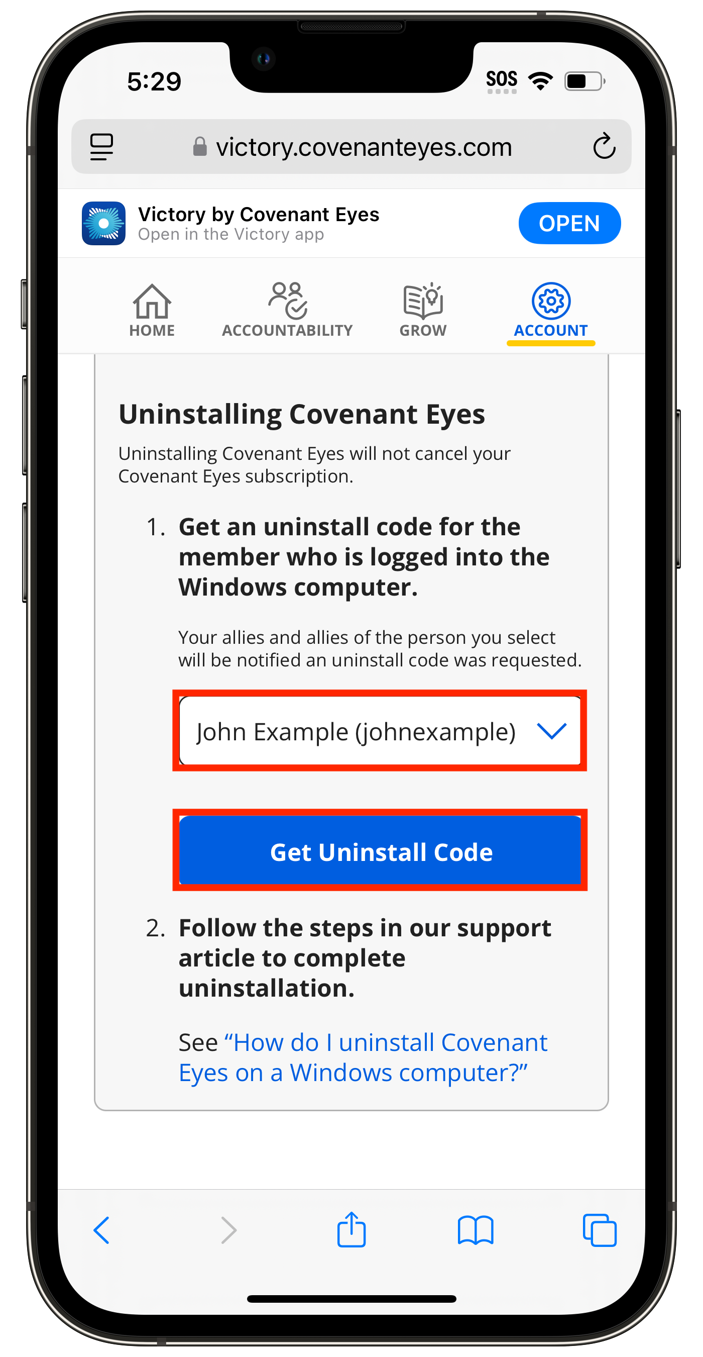 How do I get an Uninstall Code? – Covenant Eyes Service Center
