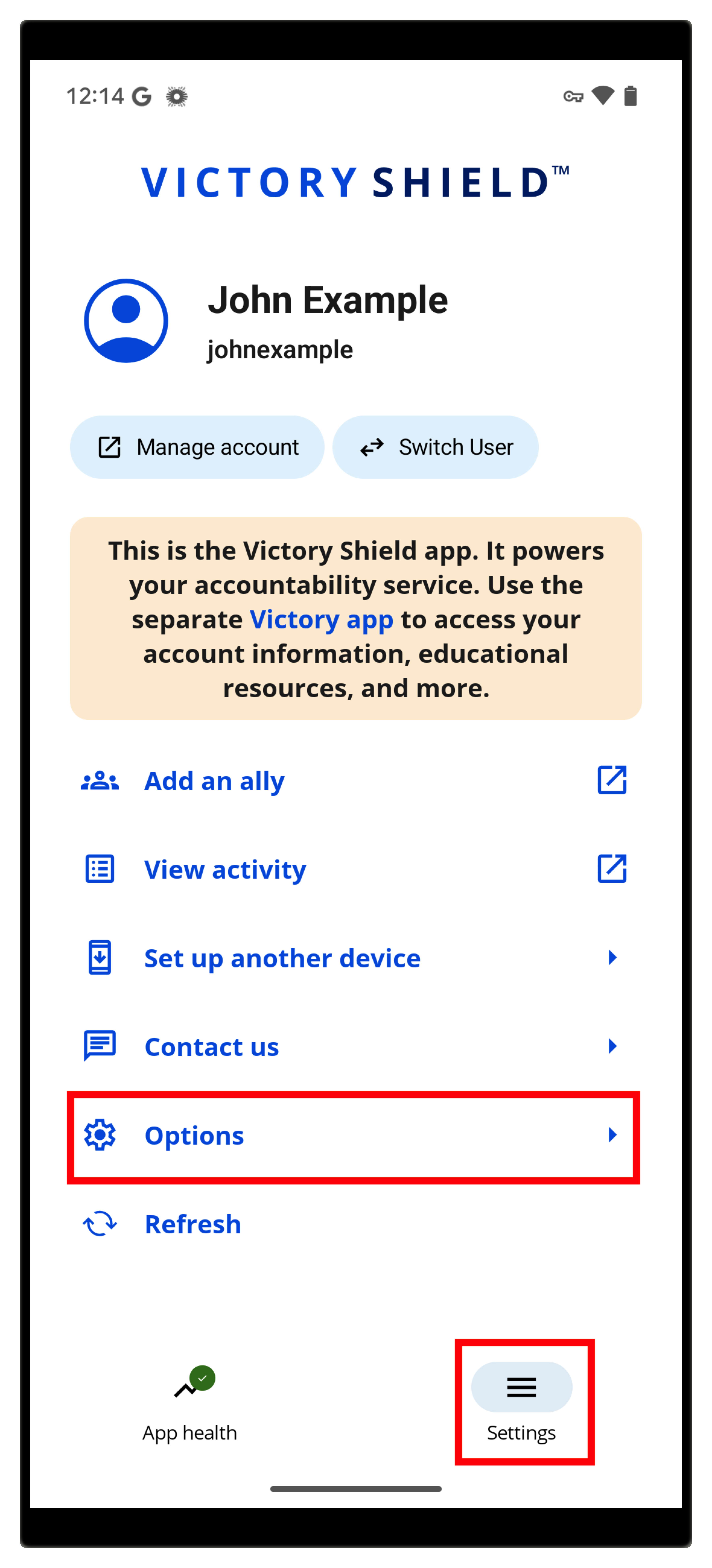 How do I know if Victory Shield™ is working properly on an Android ...