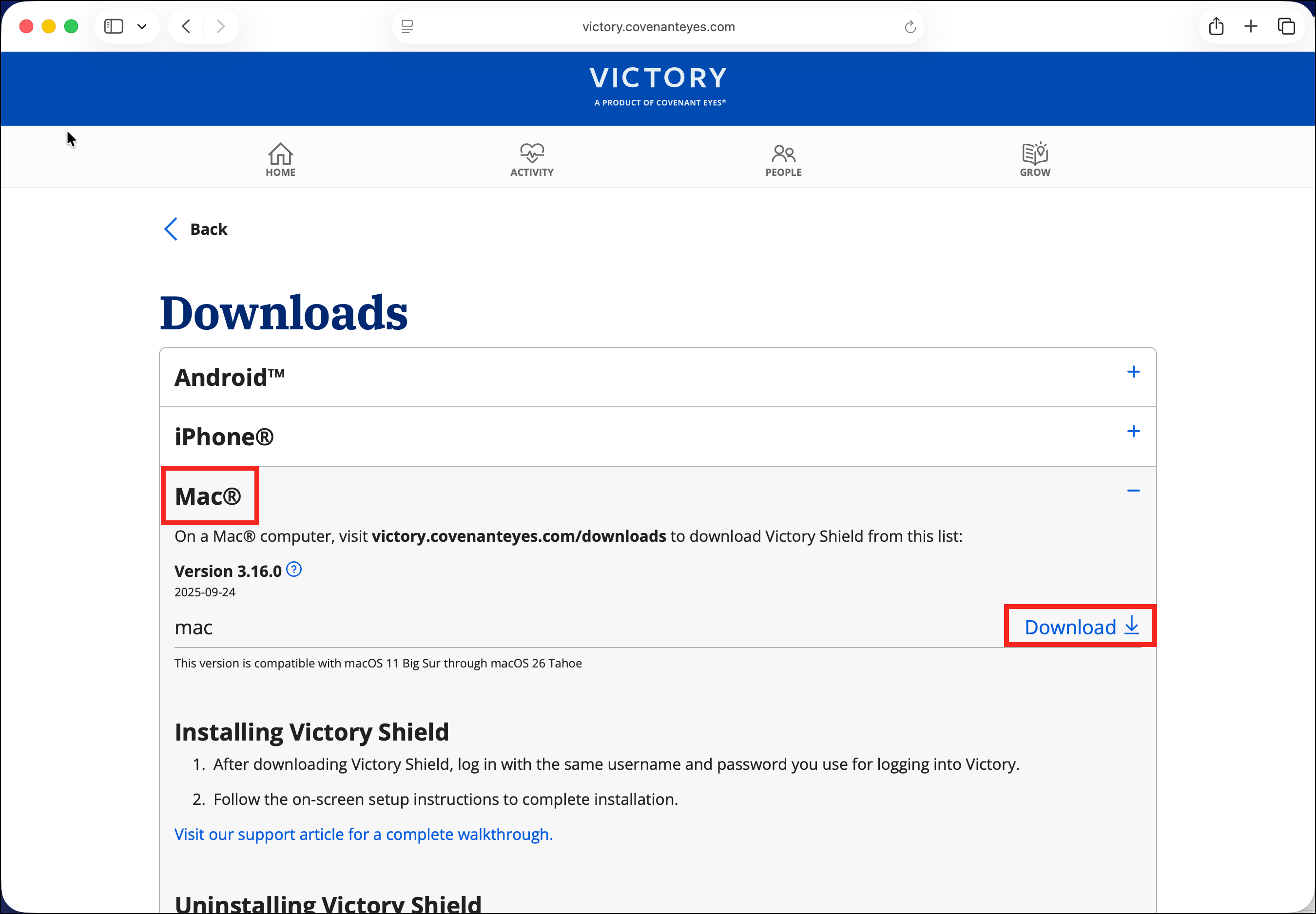 How do I install Victory Shield™ on a Mac®? – Covenant Eyes Service Center